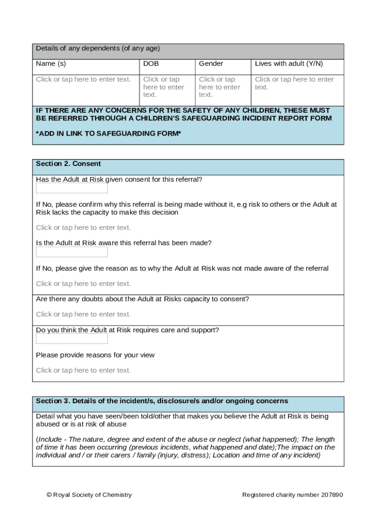 Safeguarding Adults Incident and Disclosure Report Doc Template | pdfFiller