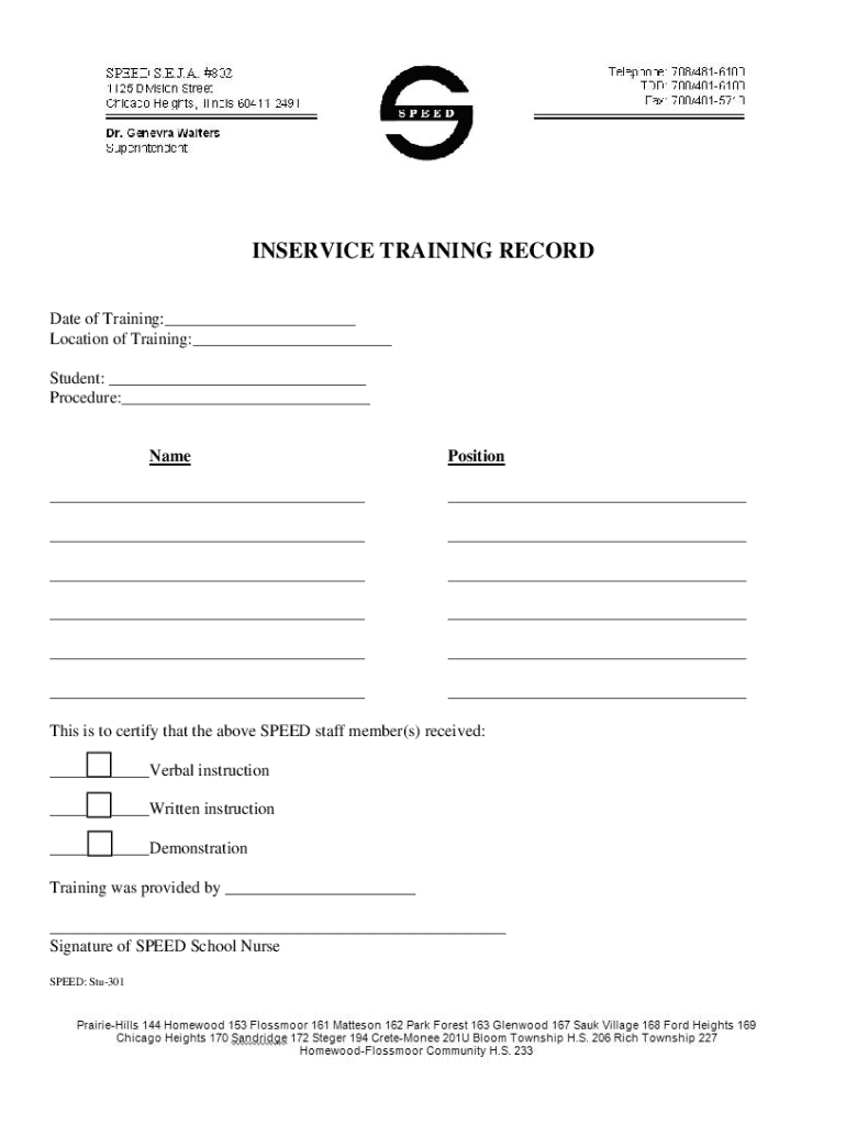 Fillable Online REQUIREMENTS FOR IN-SERVICE TRAINING PROGRAMS Fax Email ...