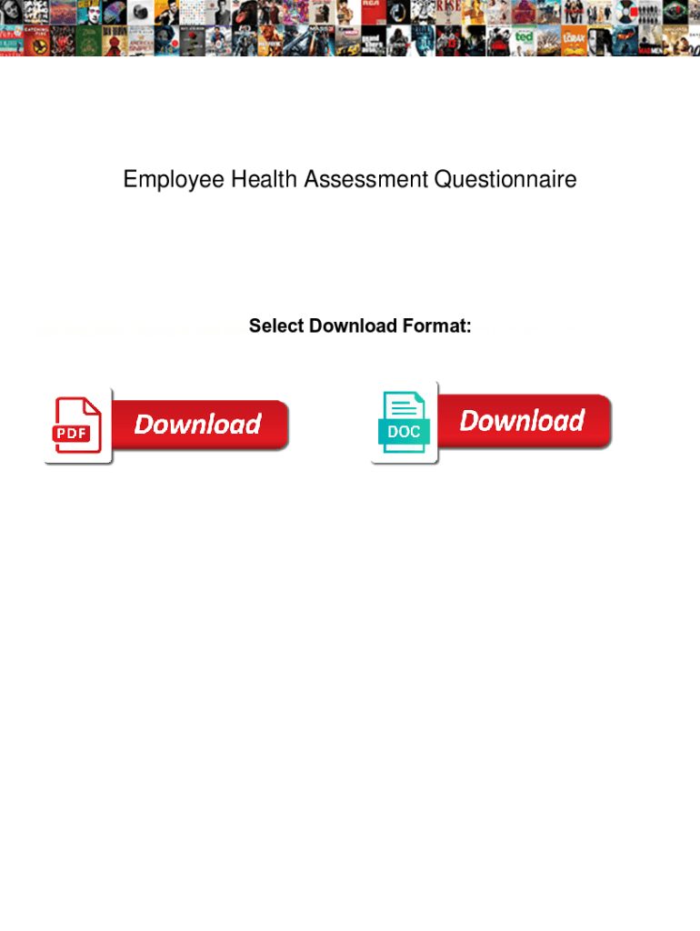 Fillable Online Employee Health Assessment Questionnaire. Employee ...
