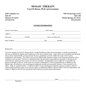 Fillable Online Counseling Intake Packet Fax Email Print - pdfFiller