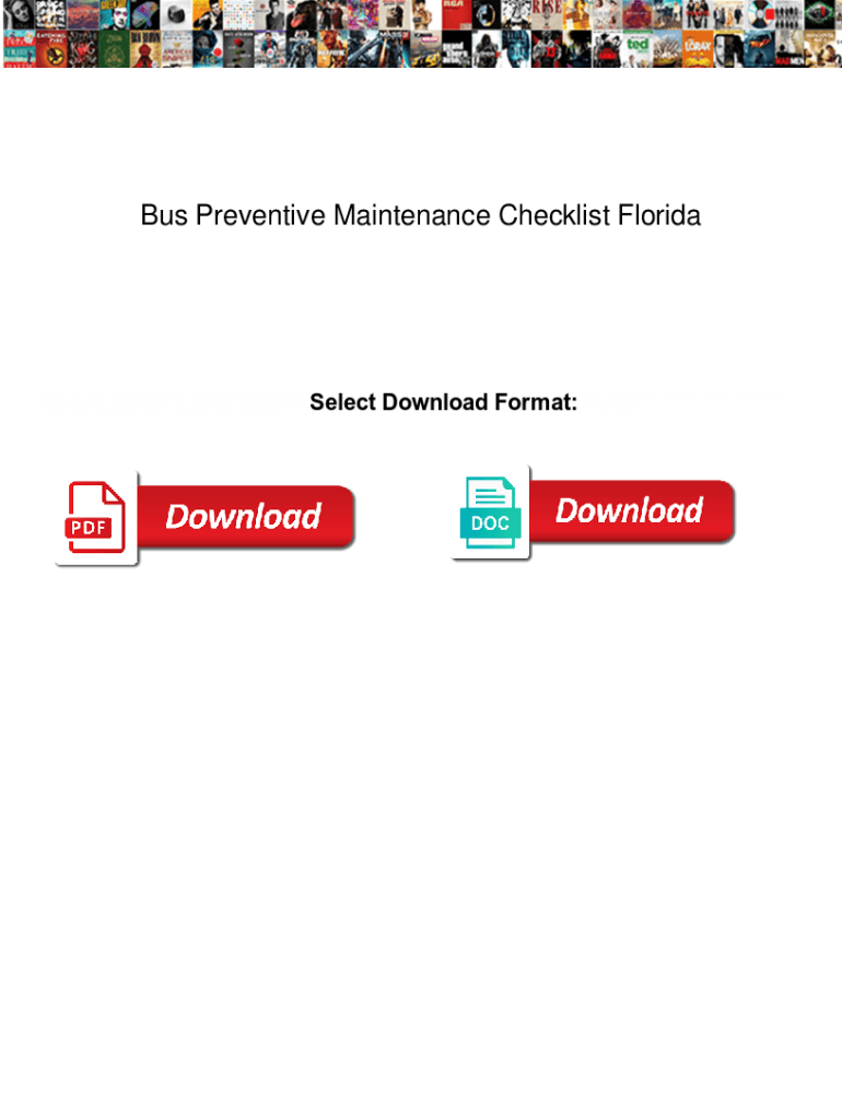 Fillable Online Bus Preventive Maintenance Checklist Florida. Bus ...