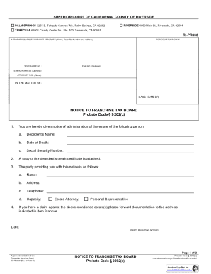 Fillable Online SUPERIOR COURT OF CALIFORNIA COUNTY ... - formfiles ...