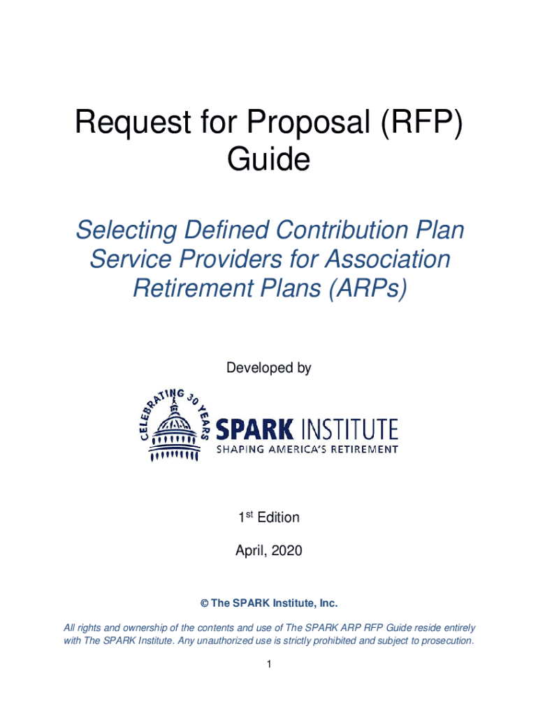 Fillable Online Request for Proposal (RFP) Guide - SPARK Institute Fax ...