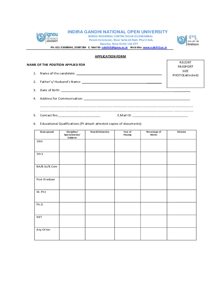 Fillable Online www.pdffiller.com403691134-Application-forIgnou ...