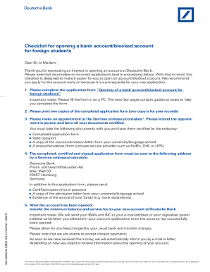 Fillable Online Opening A Bank Account/blocked Account For Foreign ...