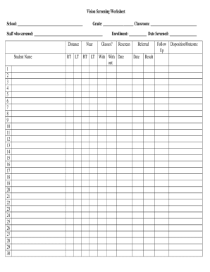 Fillable Online Vision Screening Worksheet - Maine.gov Fax Email Print ...