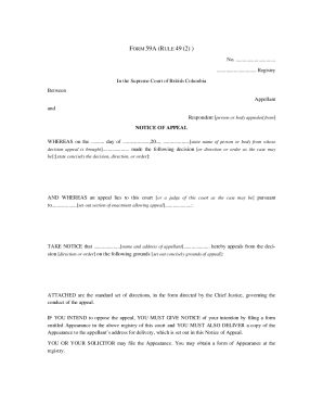 Fillable Online Notice of Civil Claim - Form 1 - British Columbia Fax ...