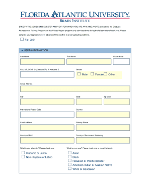 Fillable Online FAU GNTP Application Preview - Florida Atlantic ...