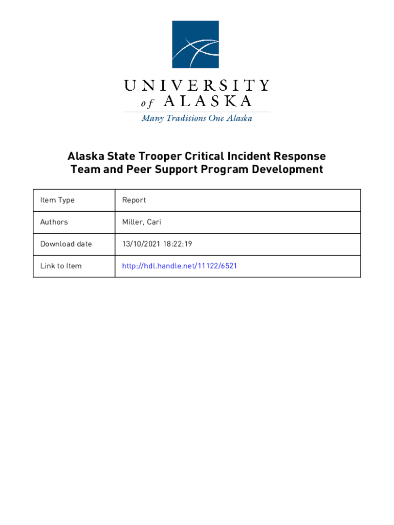 Fillable Online scholarworks alaska ALASKA STATE TROOPER CRITICAL ...