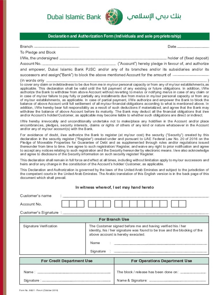 Fillable Online Form 682 Declaration and Authorization Final Fax Email ...