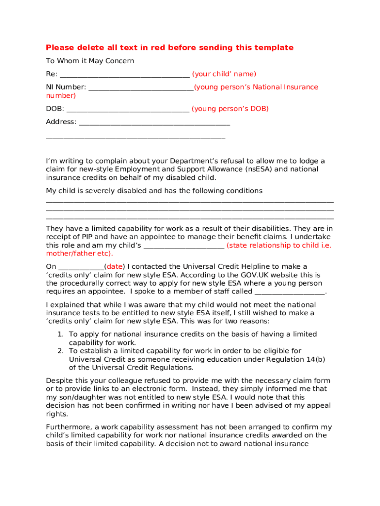 Please Delete All Text In Red Before Sending This Template Doc Template PdfFiller