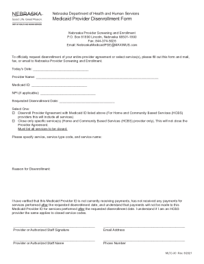 Fillable Online I Quit Medicaid Provider Disenrollment Form Fax Email ...