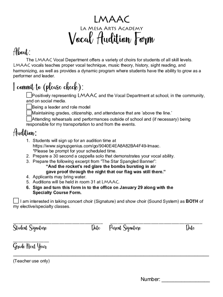 Fillable Online Vocal Audition Application.docx Fax Email Print - pdfFiller