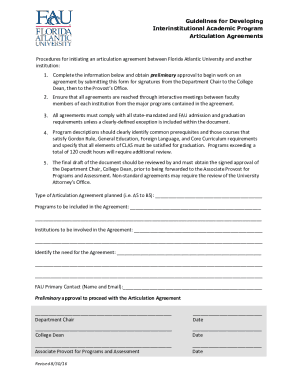 Fillable Online FAU: Articulation Agreement Fax Email Print - pdfFiller