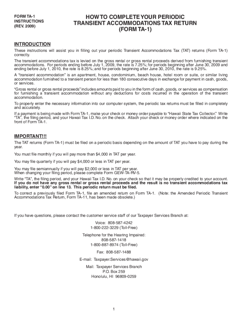Fillable Online Instructions For Form Ta-1 - Periodic Transient ... Fax ...