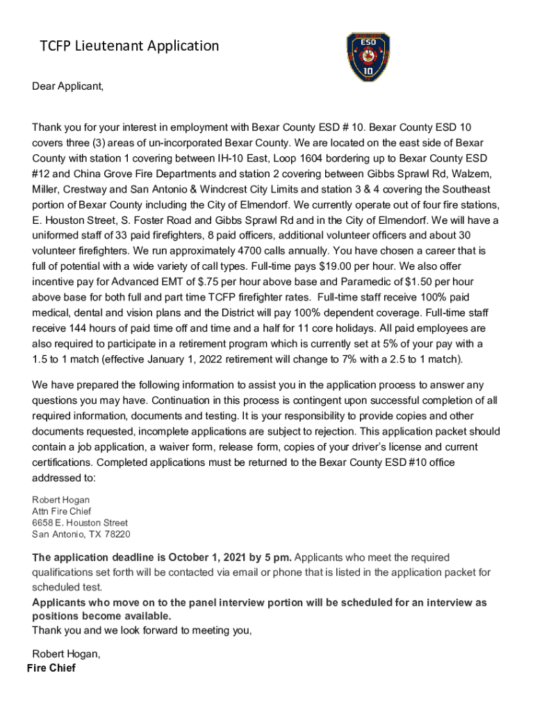 Fillable Online www.tcfp.texas.govServicesGetPdfTCFP Lieutenant Application Fax Email Print ...