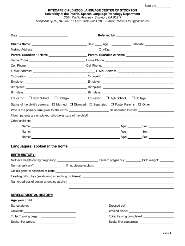 Fillable Online Speech-Language Pathology - University of the Pacific ...