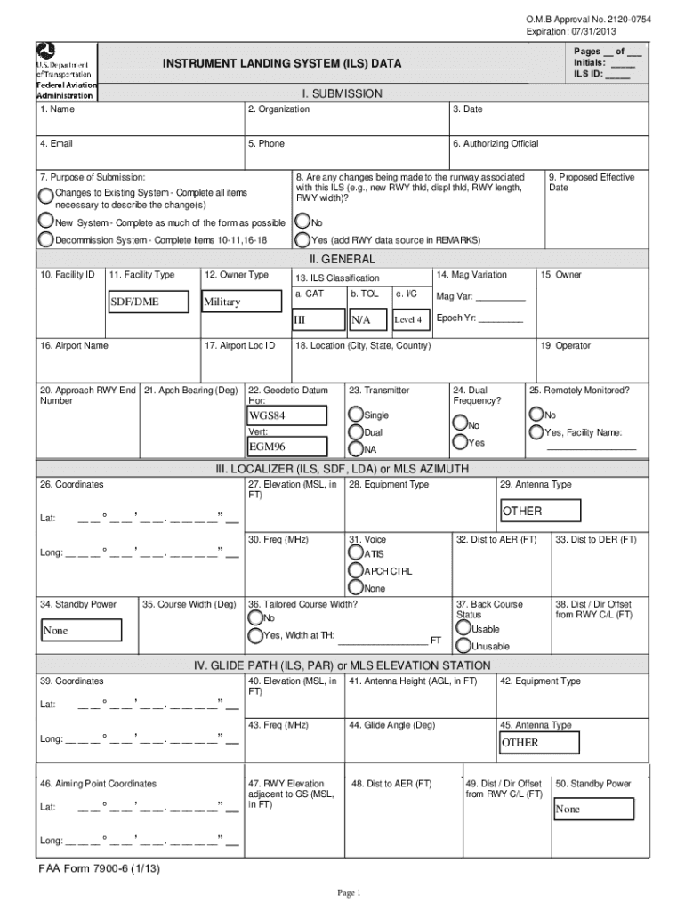 Fillable Online Form 7900 6 7900 6 Instrument Landing System Data Fax ...