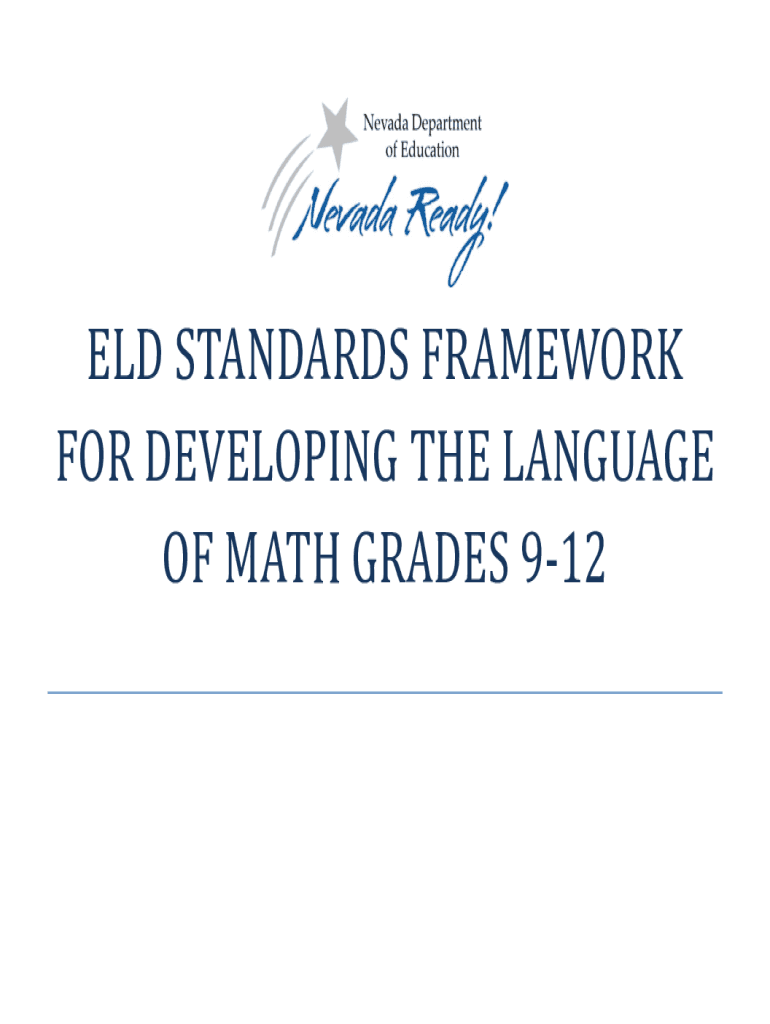 Fillable Online doe nv ELD Standards Framework Development for Math ...