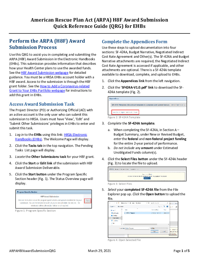 Fillable Online bphc hrsa American Rescue Plan Act (ARPA) H8F Award Submission Quick ... Fax ...