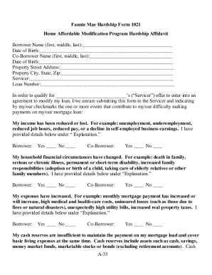 Fillable Online Home Affordable Modification Program Hardship Affidavit ...