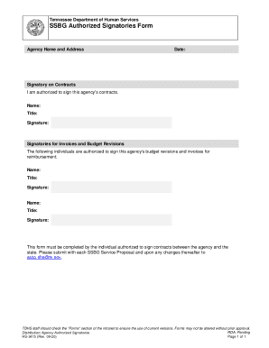Fillable Online SSBG Authorized Signatories Form Fax Email Print ...