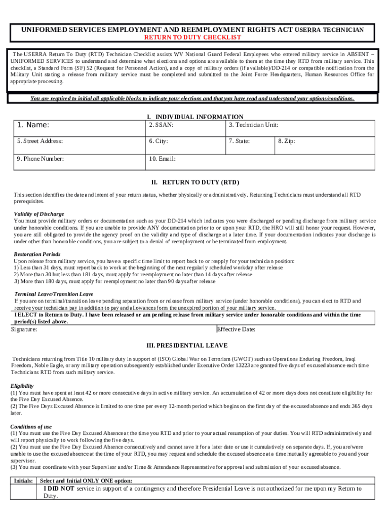 www.pdffiller.com422220549--USERRA-TECHNICIANUSERRA TECHNICIAN ...