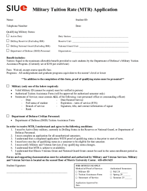 Fillable Online Military Tuition Rate (MTR) Application Fax Email Print ...