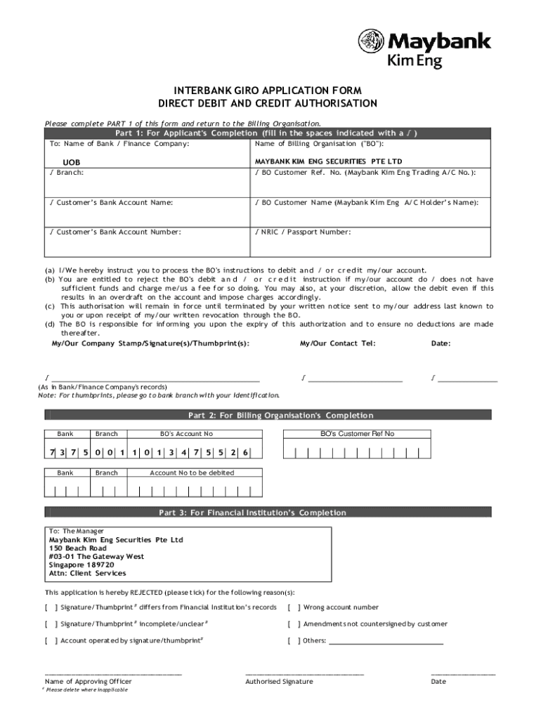 Fillable Online UOB-Interbank GIRO Application Form (CK) Fax Email ...