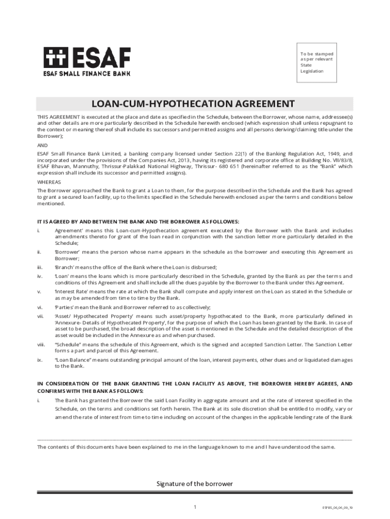 Fillable Online www.esafbank.compdfMSME-Loan-AgreementLOAN-CUM ...