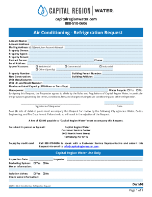 Fillable Online Air Conditioning - Refrigeration Request ...