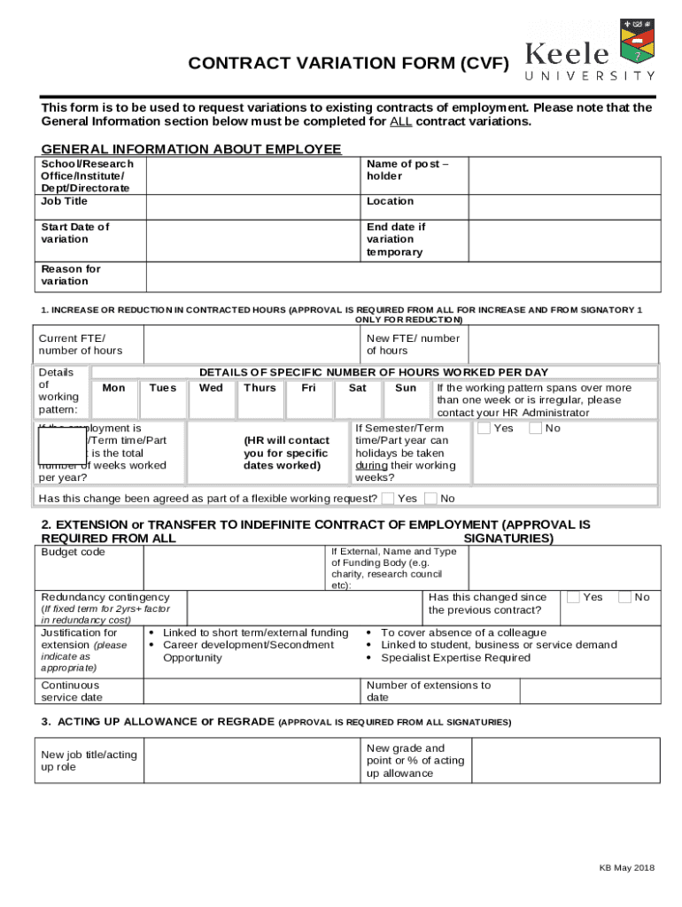 This is to be used to request variation to existing contracts of ...