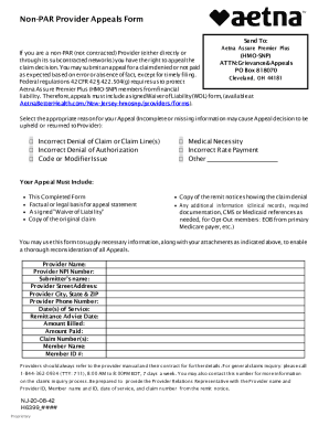 Fillable Online Non-PAR Provider Appeals Form - Aetna Fax Email Print ...