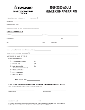 Fillable Online USBC ADULT MEMBERSHIP APPLICATION T T EMPORA RY BE SHIP ...