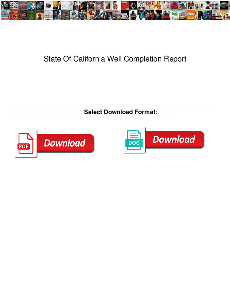 Fillable Online State Of California Well Completion Report. State Of ...