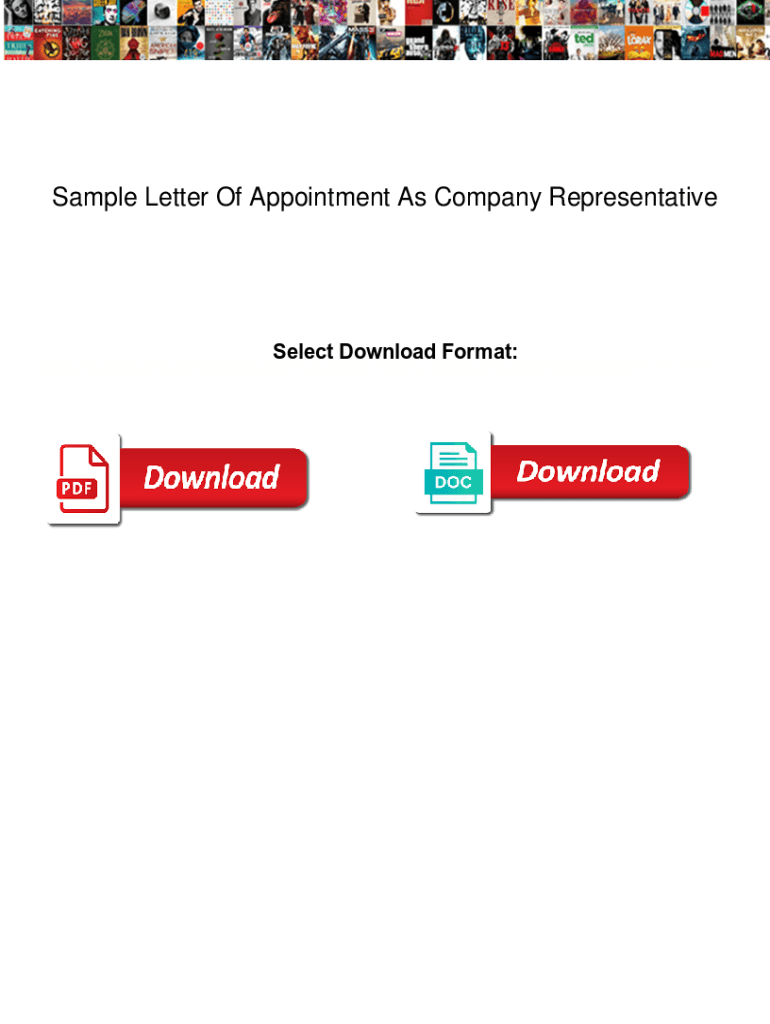 Fillable Online Sample Letter Of Appointment As Company Representative ...