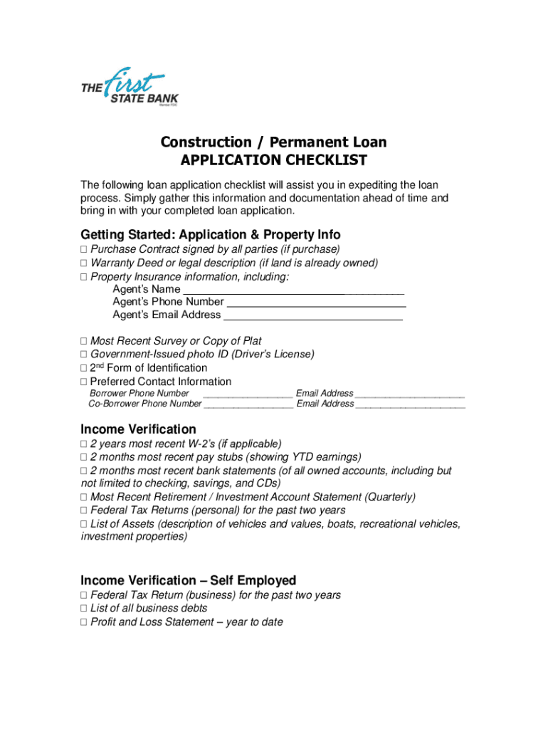Fillable Online SBA Loan Application Checklist - Bank of Santa Clarita Fax Email Print - pdfFiller