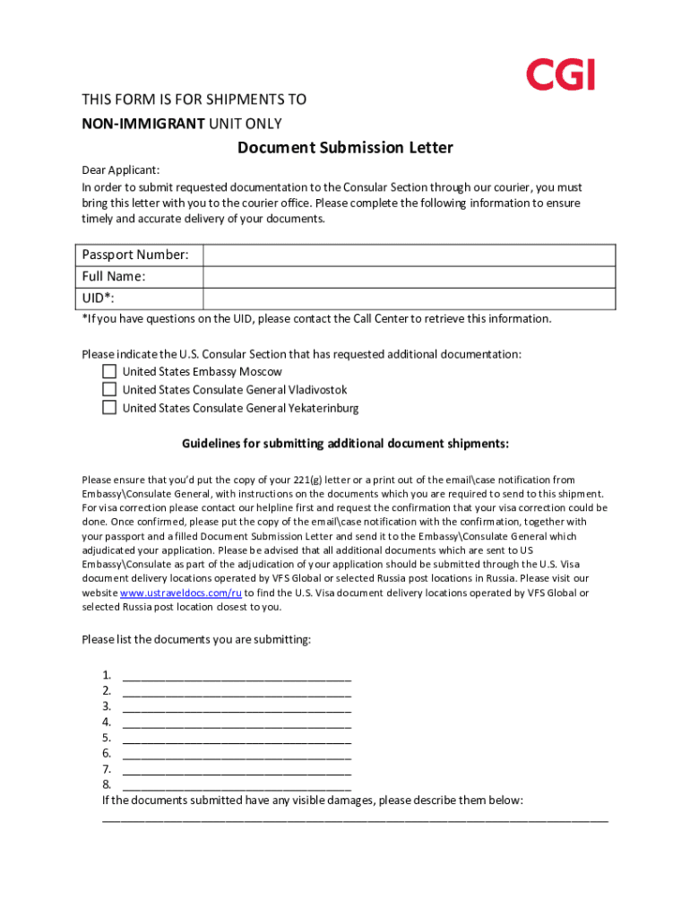 Fillable Online THIS FORM IS FOR SHIPMENTS TO Document Submission ...