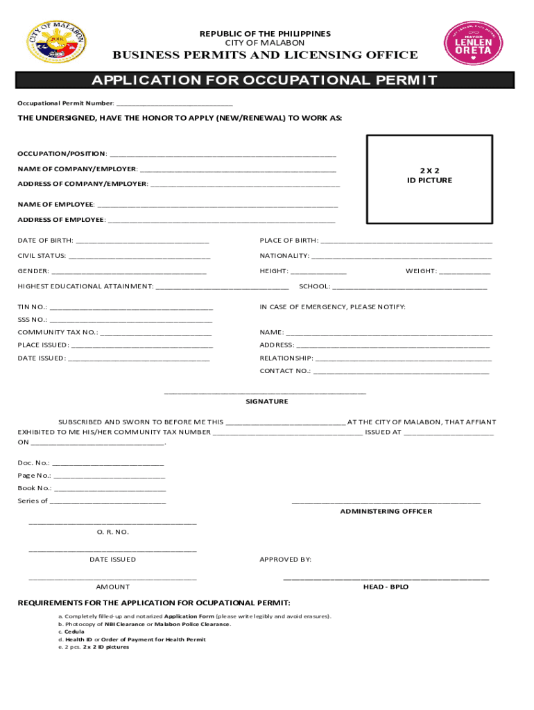 Fillable Online malabon gov To be filled-up by your local BPLO/CTO ...