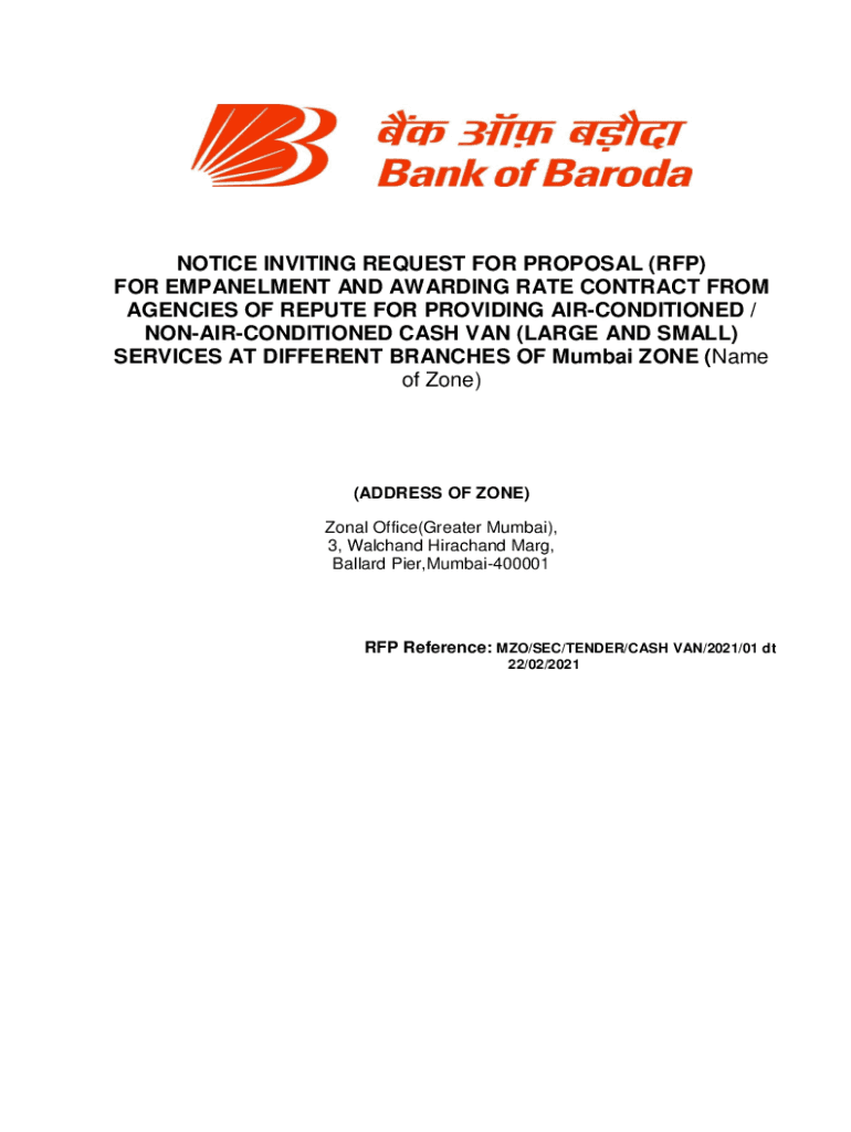 Fillable Online REQUEST FOR PROPOSAL (RFP) FOR EMPANELMENT AND AWARDING ...