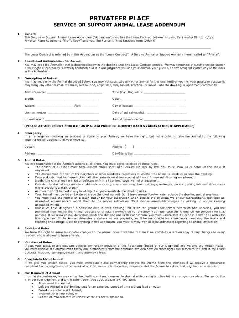 Fillable Online LSUS - Service Animal Addendum Fax Email Print - pdfFiller
