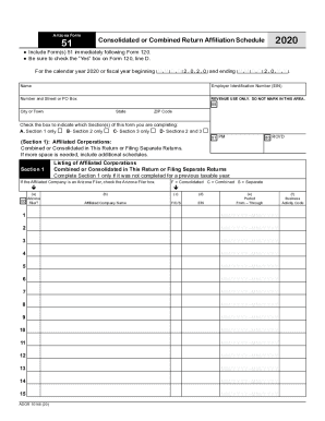 Fillable Online Arizona Form 51 (Combined or Consolidated Return ...