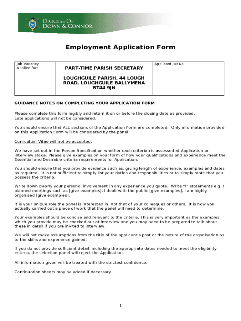 PART-TIME PARISH SECRETARY Doc Template | pdfFiller