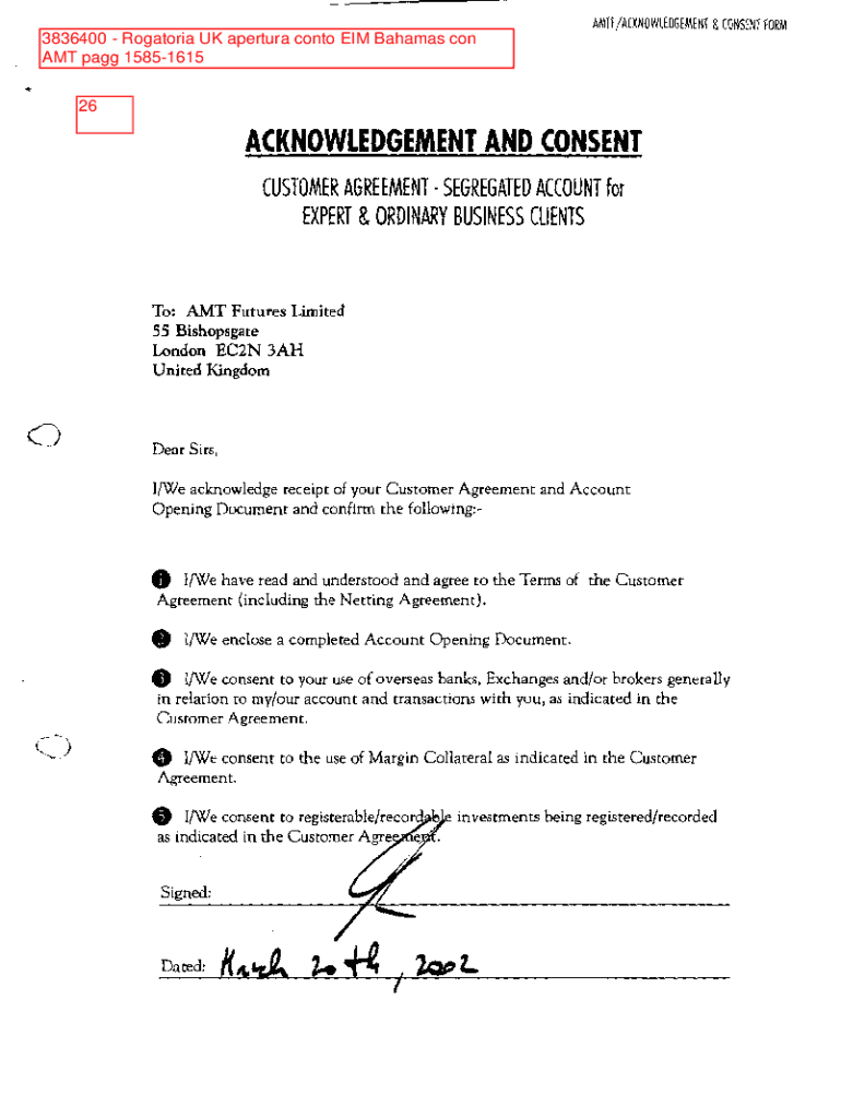 Fillable Online AMTF /ACKNOWLEDGEMENT &CONSENT FORM Fax Email Print - pdfFiller