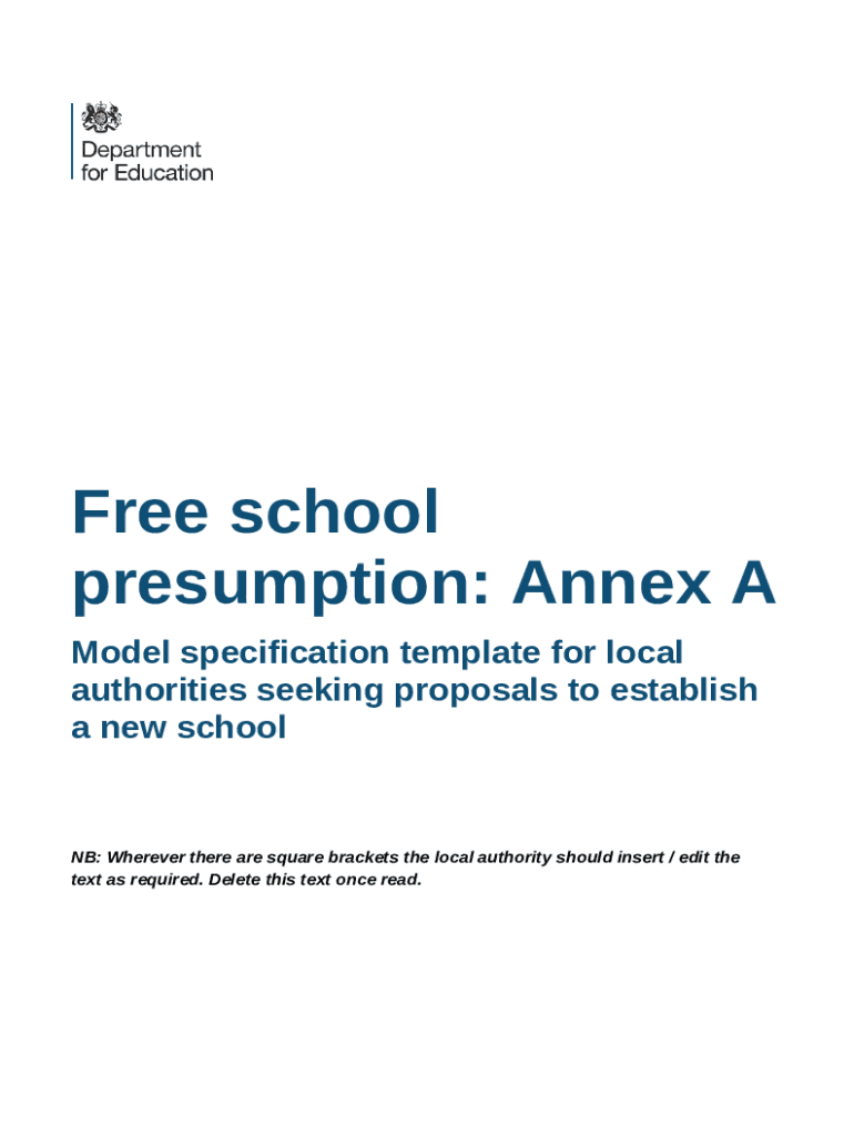 Establishing a new school: free school presumption - GOV.UK Doc ...