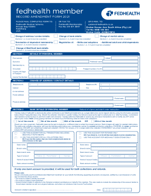Fillable Online RECORD AMENDMENT FORM - Fedhealth Medical Aid Fax Email ...