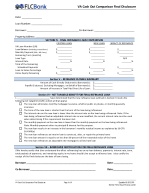 Fillable Online VA Cash Out Comparison Final Disclosure Fax Email Print ...