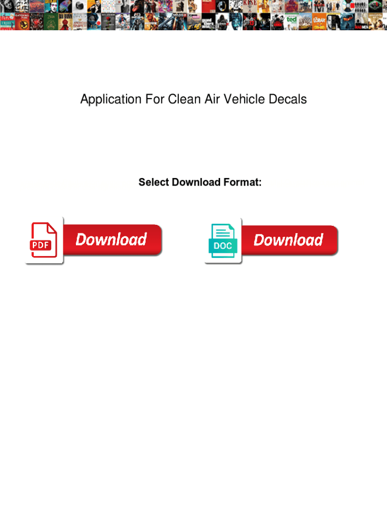 Fillable Online Application For Clean Air Vehicle Decals. Application ...