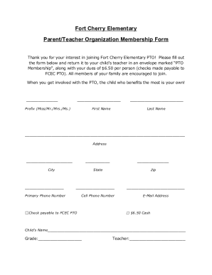 Fillable Online PTO membership form.pdf Fax Email Print - pdfFiller