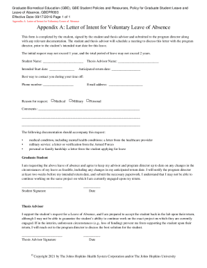 Fillable Online Letter of Intent for Voluntary Leave of Absence Fax ...
